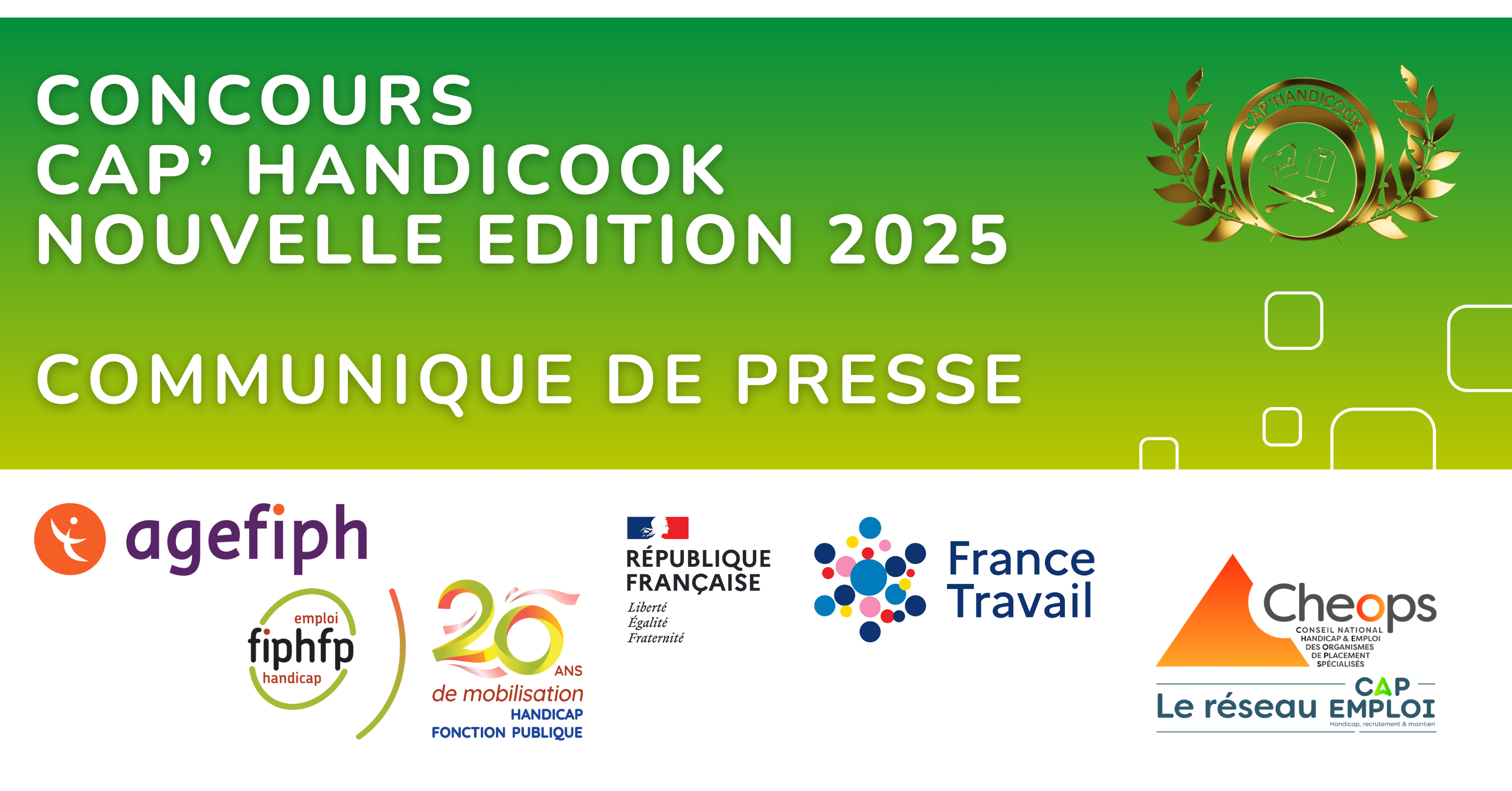 Communiqué de presse national Cap Handicook 2025 : Cheops, France Travail, Agefiph et Fiphfp ...